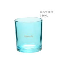 China Blue Colored Glass Votive Candle Holders 11OZ OEM Soy Wax Candle Holder for sale