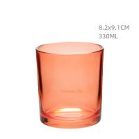 China Orange Cleaning Glass Wedding Candle Holders Round 330ML Volume for sale
