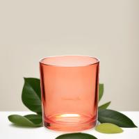 China Orange Cleaning Glass Wedding Candle Holders Round 330ML Volume for sale