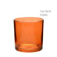 China Orange Colored Glass Candle Jars For Making Candles 4 Inch Customized for sale