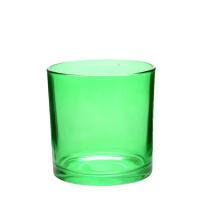 China OEM Green Colored Glass Candle Containers For Making Candles Smooth Surfaces for sale