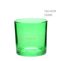 China OEM Green Colored Glass Candle Containers For Making Candles Smooth Surfaces for sale