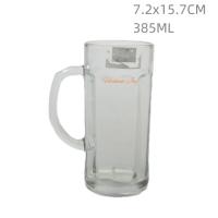 China 385ML Large Glass Beer Mug Clear Heavy Beer Glasses Cylindrical for sale