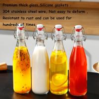 China Clear Glass Milk Bottles 270ML Glass Kombucha Bottles With Stoppers for sale