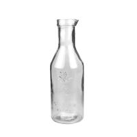 China 1 Liter Milk Glass Bottles Carafe Embossed Designed With Spout for sale