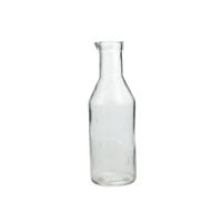 China 1 Liter Milk Glass Bottles Carafe Embossed Designed With Spout for sale