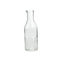 China 1 Liter Milk Glass Bottles Carafe Embossed Designed With Spout for sale
