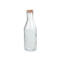 China 1 Liter Milk Glass Bottles Carafe Embossed Designed With Spout for sale