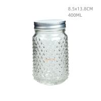 China Storage Reusable Mason Jar 14 Ounces Glass Empty Mason Jar With Dots Design for sale