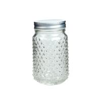 China Storage Reusable Mason Jar 14 Ounces Glass Empty Mason Jar With Dots Design for sale