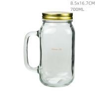 China Drinking Large Glass Mason Jar With Handle 24OZ Classic Design for sale