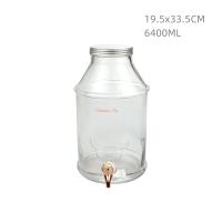 China Volume 6.4L Glass Beverage Dispenser With Spout Glass Jar Drink Dispenser for sale