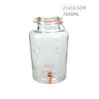 China 7.6L Large Glass Lemonade Dispenser With Spigot Golden Colored Faucet for sale