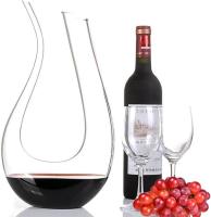 China Clear Glass U Shape Wine Decanter Hand Blown 470ml Capacity FDA for sale