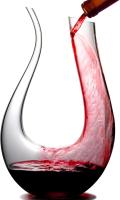China Clear Glass U Shape Wine Decanter Hand Blown 470ml Capacity FDA for sale