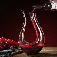 China Clear Glass U Shape Wine Decanter Hand Blown 470ml Capacity FDA for sale