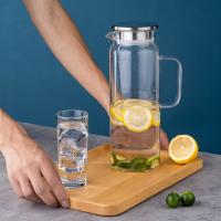 China Transparent Glass Water Pitcher Container Large BPA Free Dishwasher Safe for sale
