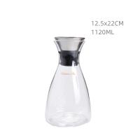 China 1120ML Lead Free Glass Water Pitcher Clear With Stainless Steel Stopper for sale