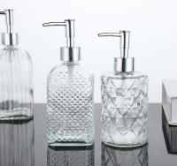 China 16 oz Transparent Glass Soap Dispenser Bottles Features Durable Reusable for sale