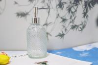China 410ml Transparent Glass Soap Dispenser Bottles with Durable Reusable Feature for sale