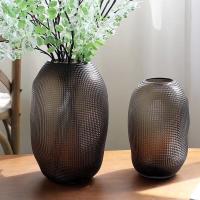 China Elegant Amber Glass Vase Modern/Vintage Style Decorative Flower Holder for Home Office Wedding for sale