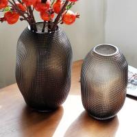 China Elegant Amber Glass Vase Modern/Vintage Style Decorative Flower Holder for Home Office Wedding for sale