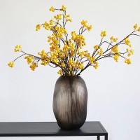 China Amber Glass Vase Decor Dining Table Centerpiece Modern Vintage Style 32cm for sale