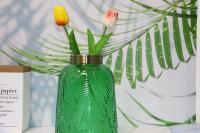 China Green Transparent Hydroponic Art Glass Vase Decor for Home Furnishing Hotel Flower Shop Decoration for sale
