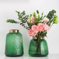China Green Transparent Hydroponic Art Glass Vase Decor for Home Furnishing Hotel Flower Shop for sale