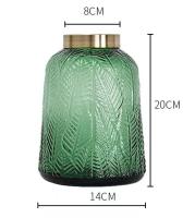 China Green Transparent Hydroponic Art Glass Vase Decor for Home Furnishing Hotel Flower Shop Decoration for sale