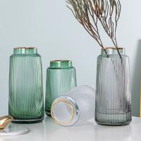 China Transparent Glass Vase Decor Modern Decorative Flower Holder Home Office Display for sale