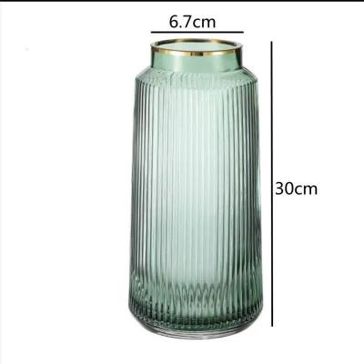 China Transparent Glass Vase Decor Modern Decorative Flower Holder Home Office Display for sale