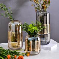 China Elegant Modern Vintage Style Glass Vase Decor For Flowers Decorative Centerpiece for sale
