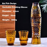 China Koi Fish Design Drinking Glasses Stackable Drinking Glasses Fish Shaped Glasses Drinking for Home Decor for sale