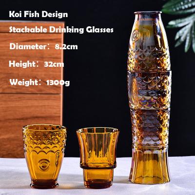 China Koi Fish Design Drinking Glasses Stackable Drinking Glasses Fish Shaped Glasses Drinking for Home Decor for sale