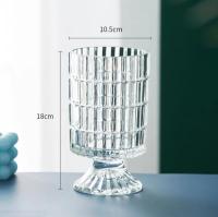China Pedestal Big Base Glass Bouquet Vase Embossed Glass Vase Hydroponic Glass Transparent Vase for Home Office Wedding for sale