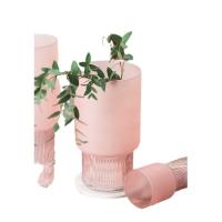 China H25cm Elegant Pink Glass Vase for Flowers Decor for Home Office Kitchen for sale