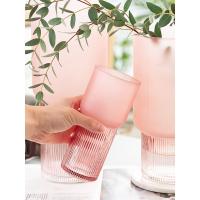 China H25cm Elegant Pink Glass Vase for Flowers Decor for Home Office Kitchen for sale