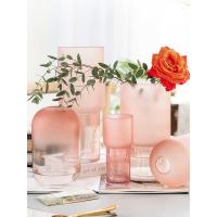 China H25cm Elegant Pink Glass Vase for Flowers Decor for Home Office Kitchen for sale