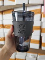 China Tumbler Water Glass Cups with Straw and Lid Sealed Carry on for Coffee Thick Wall Insulated Glass Cup for sale