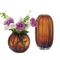 China Amber Glass Vases Global Decor Vase for Table Centerpieces for Living Room Entryway Shelf Office for sale