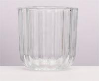 China 325ml Elegant Ribbed Thick Glass Votive Holders Sturdy Base Custom Packaging Wedding Decor for sale