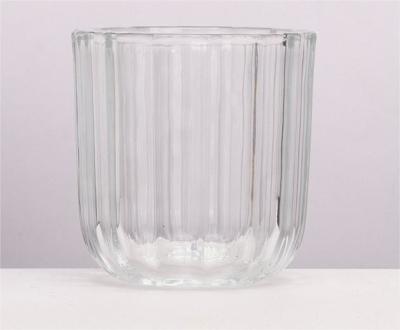 China 325ml Elegant Ribbed Thick Glass Votive Holders Sturdy Base Custom Packaging Wedding Decor for sale