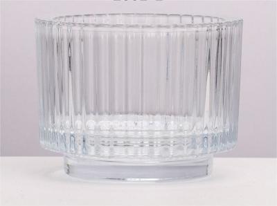 China 225ml Elegant Transparent Ribbed Crystal Glass Votive Candle Holders for Wedding Party Home Decor for sale