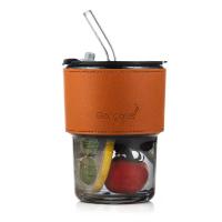 China 450ml Sealed Tumber Glass Cups with Straw and Lid for Easy Carrying of Coffee Beverage for sale