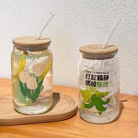 China 400ml Tall Water Glass Tumbler with Straw and Lid Elegant Tumbler Water Glass for sale