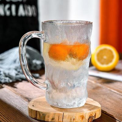China Thick Wall Water Glass Tumbler with Handle Modern Classic Design Crystal Drinking Cups for sale