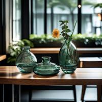 China H6cm Modern Transparent Glass Vase Decor for Holding Flowers Home Office Kitchen Decoration for sale