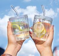 China 400ml Clear Glass Tumbler Water Cup with Straw and Lid Sealed Carry On for Daily Use for sale
