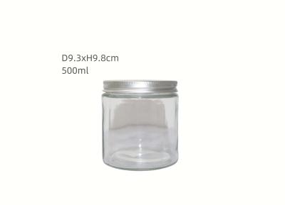 China 500ml Clear Empty Glass Jars with Airtight Lids for Food Storage Kitchen Wide Mouth for sale